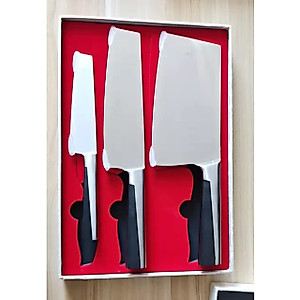 WILDMOK 3pcs Knife Set Stainless Steel Kitchen Knives Set 7inch Bone Chopper 7inch Nakiri Knife and 5inch Utility Cutter with Stainless Steel & ABS Handle, Perfect Cutlery Set Gift