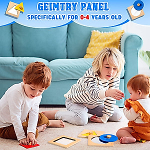 Civaner Montessori Mirror Puzzle Baby Peekaboo Knob Puzzles Colorful Baby Mirror Toy Wooden Geometric Shape Puzzle Sensorial Toys Birthday Gifts for Toddler Preschool