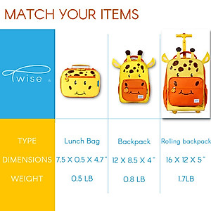 TWISE SIDE-KICK PRESCHOOL BACKPACK FOR KIDS AND TODDLERS (GIRAFFE)