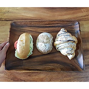 Wrightmart Wooden Trays, Set of 2, Decorative Rustic Food, Fruit, and Snack, Charcuterie-Appetizer Servers – Perfect Kitchen, Ottoman or Coffee Table Trays, Made from Acacia Wood