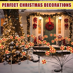 VIHOSE 4 Pack Christmas Solar Outdoor Lights Waterproof Swaying Light LED Firefly Solar Pathway Lights Solar Lights Outdoor with Stake for Garden Yard Patio Xmas Halloween Decorations (Candy Cane)