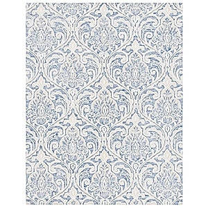 SAFAVIEH Micro-Loop Collection Area Rug - 8' x 10', Blue & Ivory, Handmade Wool, Ideal for High Traffic Areas in Living Room, Bedroom (MLP532M)