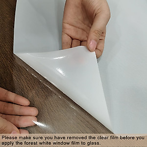 WochiTV Privacy Window Glass Film No Glue, Opaque Frosted Window Tint for Home, UV Blocking Heat Control Static Cling Non Adhesive for Bathroom Office Living Room （35.4 Inch x 13.1 Feet）