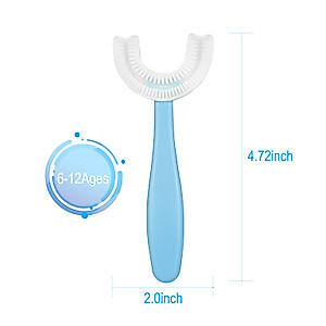 BLUEEZREAL 3Pcs U-Kid-Shaped Toothbrush Kids, for Kids Age 6-12, Children Toothbrush, 360 Degree Toothbrushes U Shape, Gentle Cleaning & Protect Teeth Gums, Multicolor