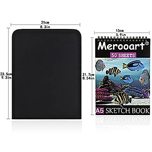 Merooart 37 Professional Drawing Pencil Set-A complete art sketching set for beginners and professional artists, with two 50-page sketchbooks, charcoal sticks, graphite sticks and erasers, zipper box