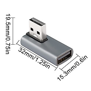 QIANRENON USB 3.1 90° Adapter USB A Male to Female Right Angle Coupler 10Gbps USB 3.1 Data Transfer Charging Converter Connector,for Power Bank Tablet Computer,2Pcs (Female Backwards)