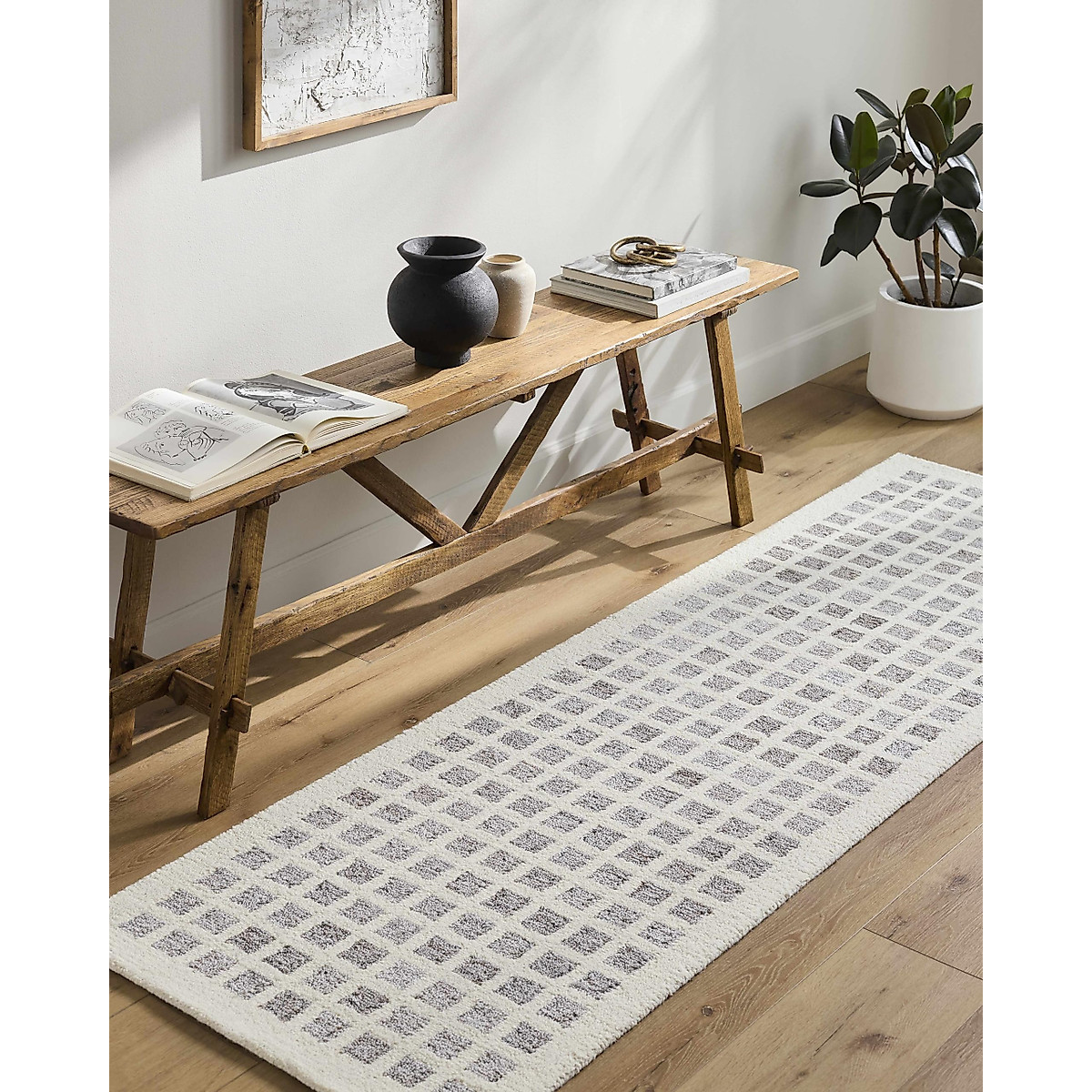 Hauteloom Harib Wool Living Room, Bedroom Area Rug - Beige, Purple, Gray - 8' x 10'