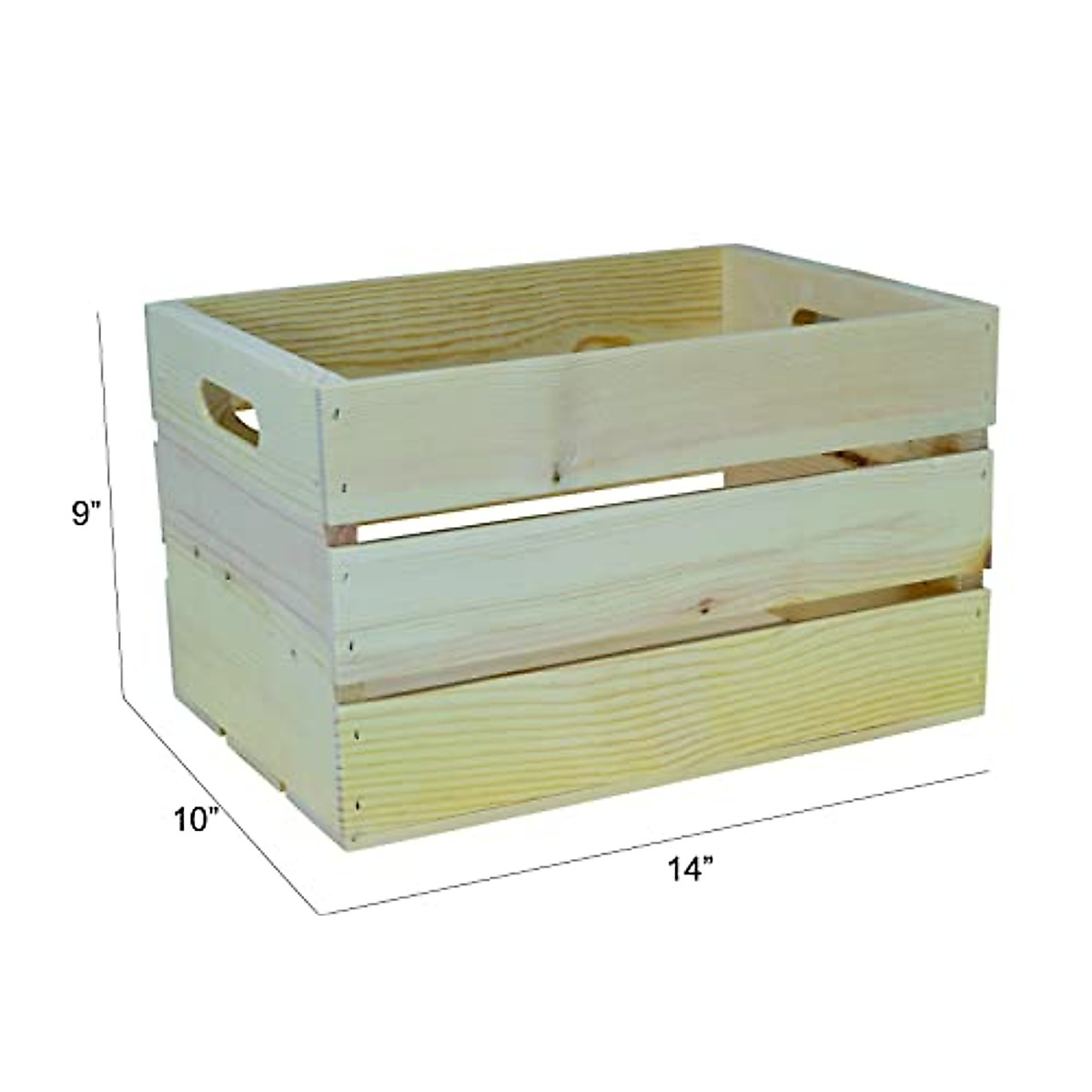 Poole & Sons Wooden Storage Crate with Hand Holes, 14 x 10 x 9 Inside Dimensions