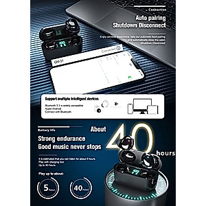 RISTARWH Bluetooth Earbuds V5.3 Headphones Ture Wireless Earphones, IPX7 Waterproof in-Ear Headsets, Built-in Mic in-Ear Headsets Deep Bass for Sport/Gaming/Workout