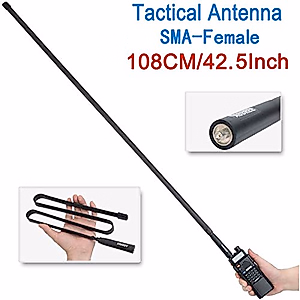 ABBREE Tactical Antenna 42.5Inch SMA-Female Dual Band 144/430Mhz Foldable Compatible with 23.6 Inch Coaxial Cable Compatible with UV-5R UV-82HP BF-F8HP GT-3TP Ham Two Way Radio
