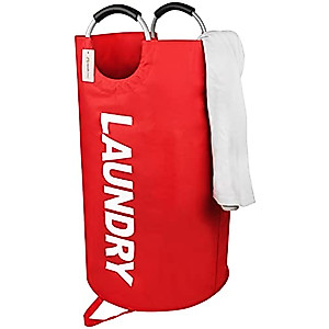 Neatkeep Extra Large Laundry Bags for Heavy-Duty Use with Aluminum Handles, Collapsible Fabric Laundry Basket, Foldable Clothes Bag, (Red)