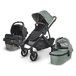 Vista V2 Stroller - Gwen (Green Melange/Carbon/Saddle Leather) + MESA V2 Infant Car Seat - Jake (Charcoal)