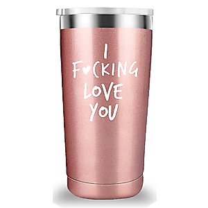 Mamihlap I Fuking Love You Travel Mug Tumbler.Funny Valentine's Day Anniversary Birthday Christmas Day Gifts for Men Women Wife Husband Boyfriend Girlfriend(20 oz Rose Gold),(X18-1)