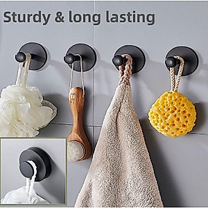 4 PCS Suction Cup Hooks for Shower Wall, Luxegrip No Drill Hook, Removable Reusable Stainless Steel Towel Hooks, Shower Hooks for inside shower, Kitchen, Glass Door, Window, Mirror, smooth tile