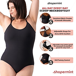 SHAPERMINT Bodysuit for Women - Shapewear with Tummy Control, Small to Plus Size, Black