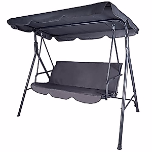 RedSwing 3 Seat Canopy Swing Outdoor, Patio Swing Chair for Porch with Removable Cushions and Adjustable Canopy, Outdoor Porch Garden Swing Glider, Grey