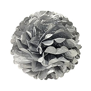 Wrapables® Set of 9 Tissue Pom Pom Party Decorations for Weddings, Birthday Parties Baby Showers and Nursery Decor, Black/Silver/White