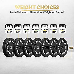 AMGYM LB Bumper Plates Olympic Weight Plates, Bumper Weight Plates, Steel Insert, Strength Training(260LB Set)