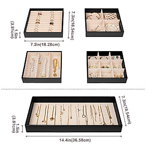 ProCase Set of 5 Stackable Jewelry Tray Drawer Organizer Bundle with Valet Tray Nightstand Organizer