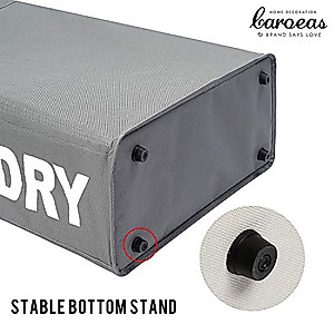 Cloth Clothes Basket, Caroeas 24" Handy Hanging Laundry Basket Tall & Slim Hamper Waterproof Laundry Bag Collapsible Travel Laundry Bag with Breathable Mesh Cover & Soft Handle Laundry Hamper (Grey1)