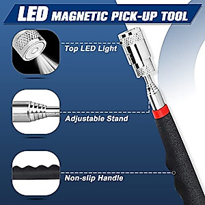 Magnetic Wristband, SURGEDO Magnetic Wrist Tool Holder with Strong Magnet for Screws, Also Includes Retractable Magnet Pick-Up Tool with LED, Small Gifts for Dad Men Husband