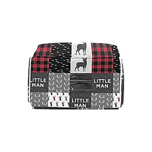XOZOTY Antler Little Man Red Woodland Plaid Diaper Bags with Name Waterproof Mummy Backpack Nappy Nursing Baby Bags Gifts Tote Bag for Women