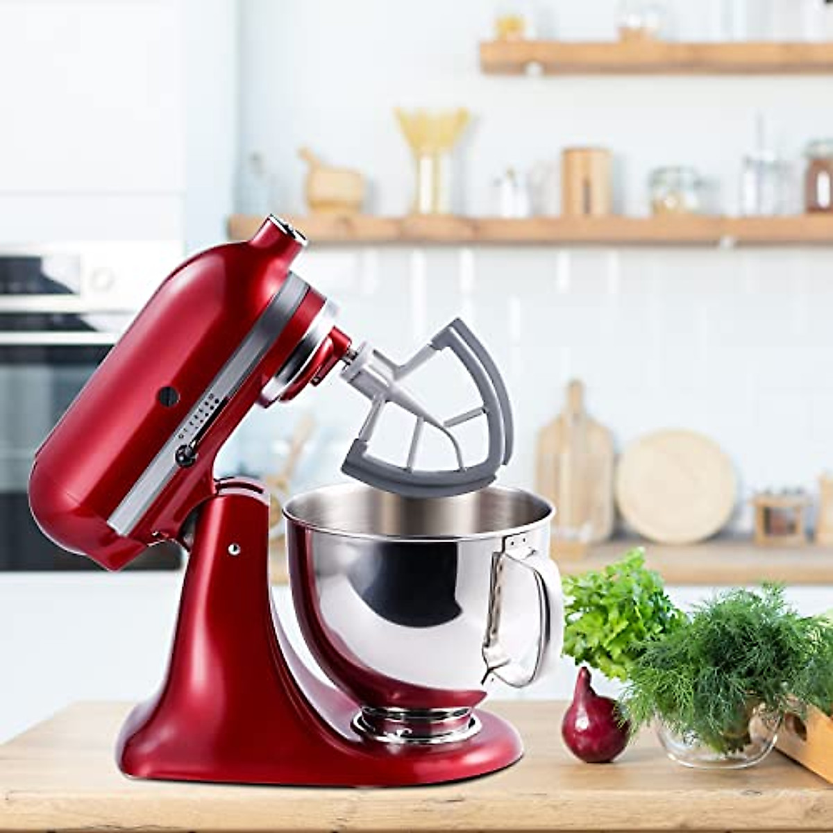 Lawenme Flex Edge Beater Mixer Attachments for Kitchenaid Tilt-Head Stand Mixers, Mixer Accessory 4.5-5 Quart Beater Scraper Paddle with Both-Sides Flexible Silicone Edges (Grey)