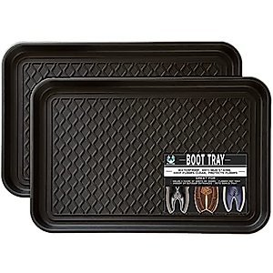 Flyowl Boot Tray for Entryway Indoor, 2 Pack 24 x 16 inch Heavy Duty Shoe Mat for All Weather, Use to Store Shoes&Boot, Pets' Feeder, Plants, Tools.