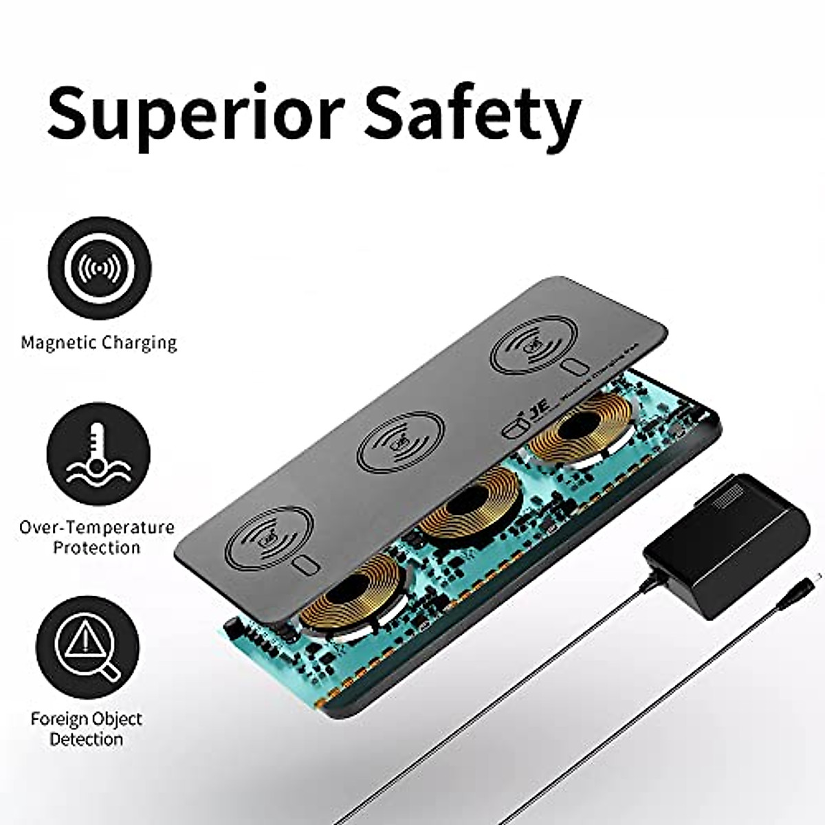 15W Wireless Charger, JE Make IT Simple 3 in 1 Wireless Charging Station,Mag-Safe Charger,Wireless Charging pad Multiple Devices for iPhone 14/13/12/SE/8/Samsung/Other Wireless Charging Andriod Phone