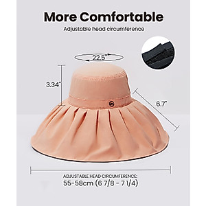 BENEUNDER Large Brim Floppy Sun Hats for Women Summer Beach Sun Hat Foldable UPF 50+ (Ivory)