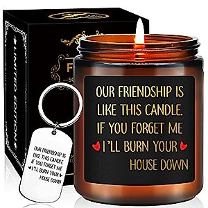 Fufandi Candle Birthday Gifts for Best Friend - Friendship Gifts, Jokes, Christmas, Gag Gifts for Friends, BFF, Coworker - Going Away Gift for Friend Female - Lavender Scented Candles with Keychain