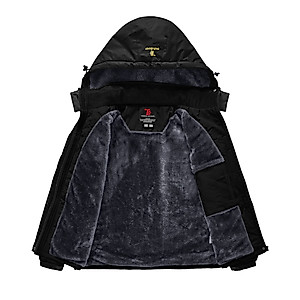 Rdruko Women's Waterproof Snowboard Jacket Windproof Warm Insulated Winter Ski Jacket Hooded(Black, US XL)