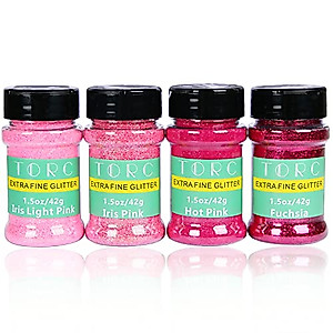 TORC 6 oz Pink Fine Glitter Set, Iridescent Pink Hot Pink Fine Glitter for Resin Crafts Tumblers Slime Cosmetic Nail Art Makeup Festival Decor