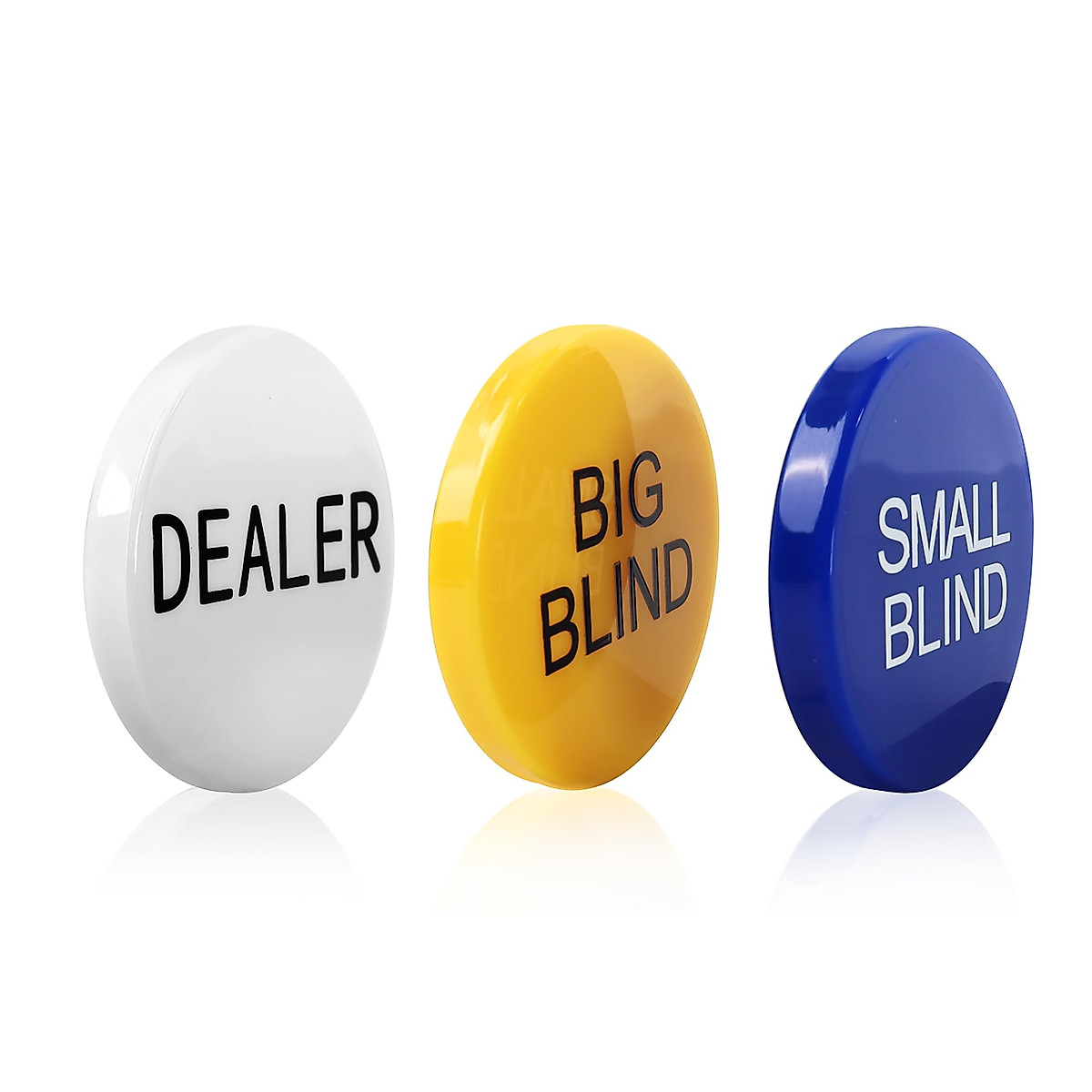 GSE Games & Sports Expert Small Blind, Big Blind, Dealer Button - Set of 3 Professional Casino Texas Hold‘em Poker Button for Gambling Card Games, Poker Nights, Tournaments