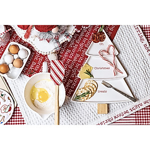 Mud Pie Circa Tree Triple Server Set, White, 15.75" x 11.5"