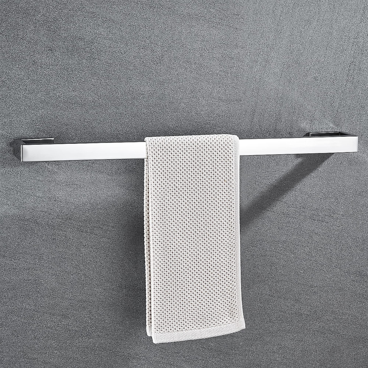 JunSun Polished Chrome Bath Towel Bar 24 Inch - Modern Bathroom Rack Holder - Wall Mounted Single Rod Hardware - Home Decor Rail Shelf Hanger