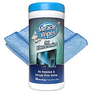 MiracleWipes for Electronics Cleaning - Screen Wipes Designed for TV, Phones, Monitors and More - Includes Microfiber Towel - (30 Count)
