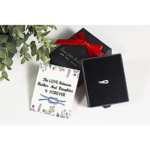 MOTHER & DAUGHTER RING SQUARE KNOT RING STERLING SILVER RING SIZE 5-10 WITH GIFT BOX AND POEM (Silver, 8)