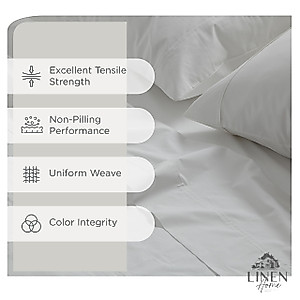 100% Cotton Percale Sheets Full Size, White, Deep Pocket, 4 Pieces Sheet Set - 1 Flat, 1 Deep Pocket Fitted Sheet and 2 Pillowcases, Crisp Cool and Strong Bed Linen