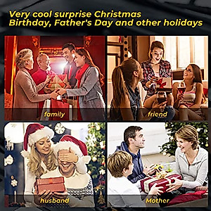 QEZEZA LED Flashlight Gloves, Gift for Man, Lighted Gloves for Men, Stretchy LED Fingerless Gloves, 1 Pair of Gloves and Replacement Battery, Screwdriver, Stocking Stuffers for Adults