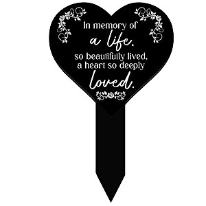 Memorial Grave Markers Heart Memorial Stake Sympathy Grave Plaque Stake Cemetery Garden Stake Memorial Acrylic Grave Stake Waterproof Memorial Plaque Garden Grave Decoration for Cemetery Outdoors Yard