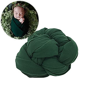 Zeroest Newborn Photography Outfits Props Stretch Wraps Newborn Photography Wrap for Baby Boys Girls Newborn Photoshoot Posing Wrap Blanket (Dark Green)