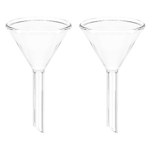 PATIKIL 50mm Glass Funnel, 2 Pack Short Stem Scientific Borosilicate Glass Heavy Wall Funnel for Filling Water Bottle Home Lab Kitchen Use
