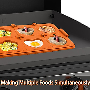 7pcs Griddle Egg Ring Tray Silicone Egg Pancake Mold for Blackstone Griddle Non-Stick Detachable Egg Ring for Frying Eggs Heat Resistant Silicone Egg Molds, 4 Different Shapes