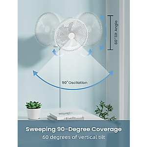 10 Inch Wall Mount Oscillating Fan with Remote and Timer, Small Bedroom RV Fan with 4 Speeds, Quiet Operation,90°Oscillation, Adjustable Tilt,5.92 ft Wire, Cooling Bathroom Wall Mounted Fans