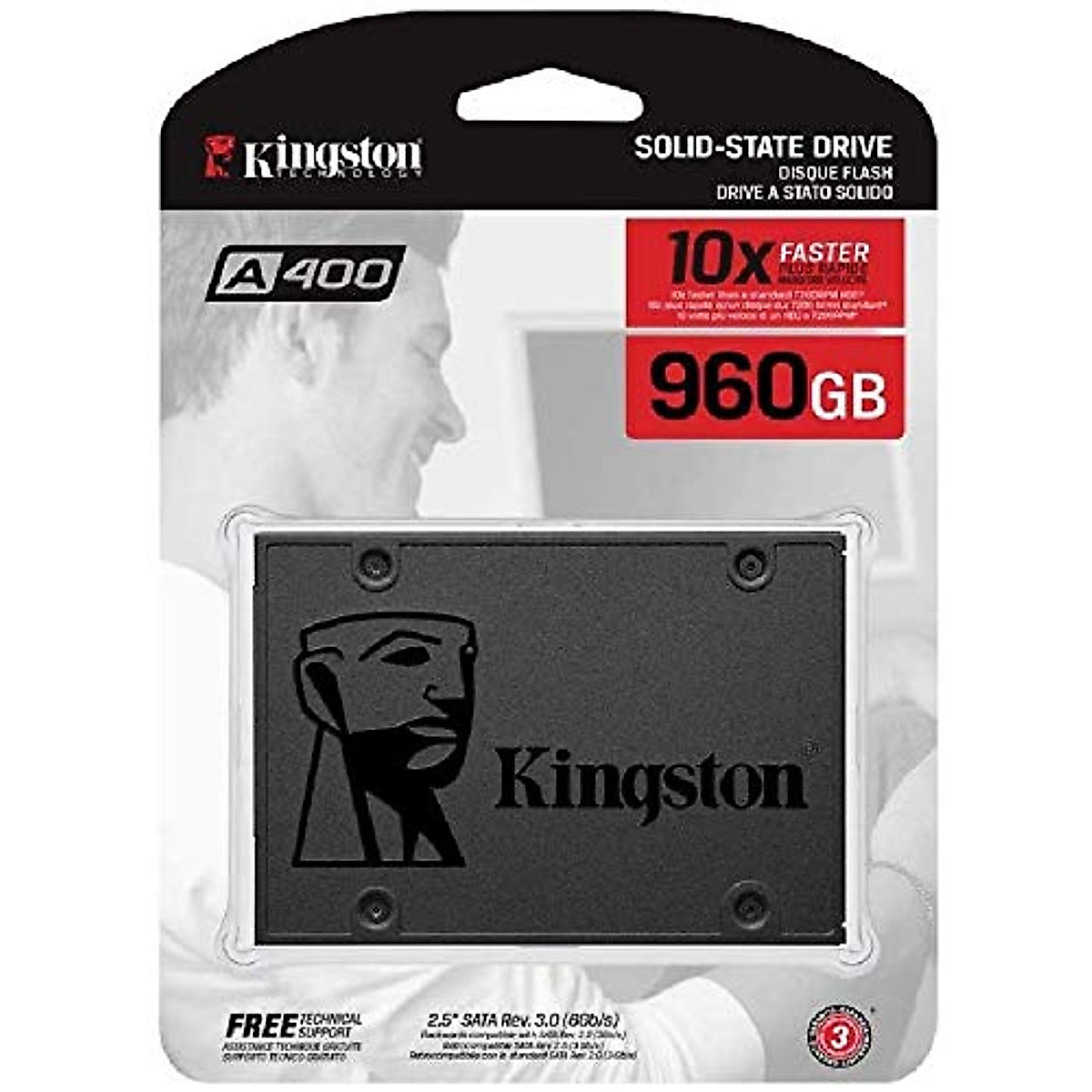 Everything But Stromboli Kingston A400 SSD 960GB 2.5" SATA 3.0 Internal Solid-State Drive (SA400S37/960G) Bundle with (1) SSD/HDD Enclosure USB 3.0