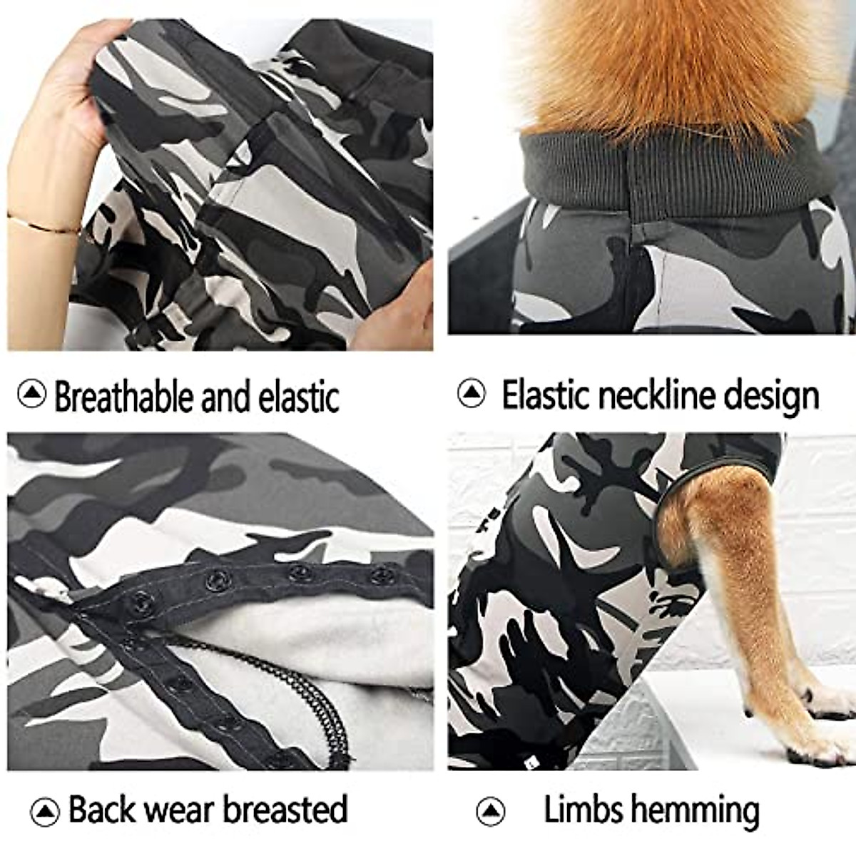 COCHPR Surgery Suit for Dogs Recovery Suit Abdominal Wound Puppy Surgical Clothes Post-Operative Vest Pet After Surgery Wear Substitute (M, Camouflage)