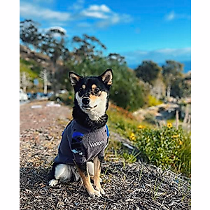 ChoChoCho Woof Knit Dog Sweater, Fashion Design Thermal Knitted Dog Sweaters for Dogs Puppy Small Medium Large, Warm Doggy Sweater Winter Clothes (Blue/Grey, 5XL)