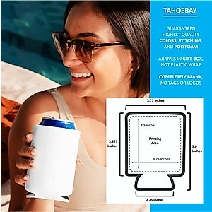 TahoeBay Bulk Can Coolers (50-Pack) Blank Foam Sleeves Plain Soft Insulated Blanks for Soda, Beer, Water Bottles, HTV Vinyl Projects, Wedding Favors and Gifts (White)