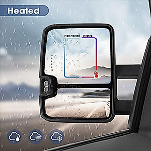 Towing Mirror for Silverado Sierra - 2007-2013 Chevy Silverado 1500 GMC Sierra 2014 2500HD 3500HD Tow Mirror with Side Mirror Power Adjusted Heated Glass Turn Signal Backup Light